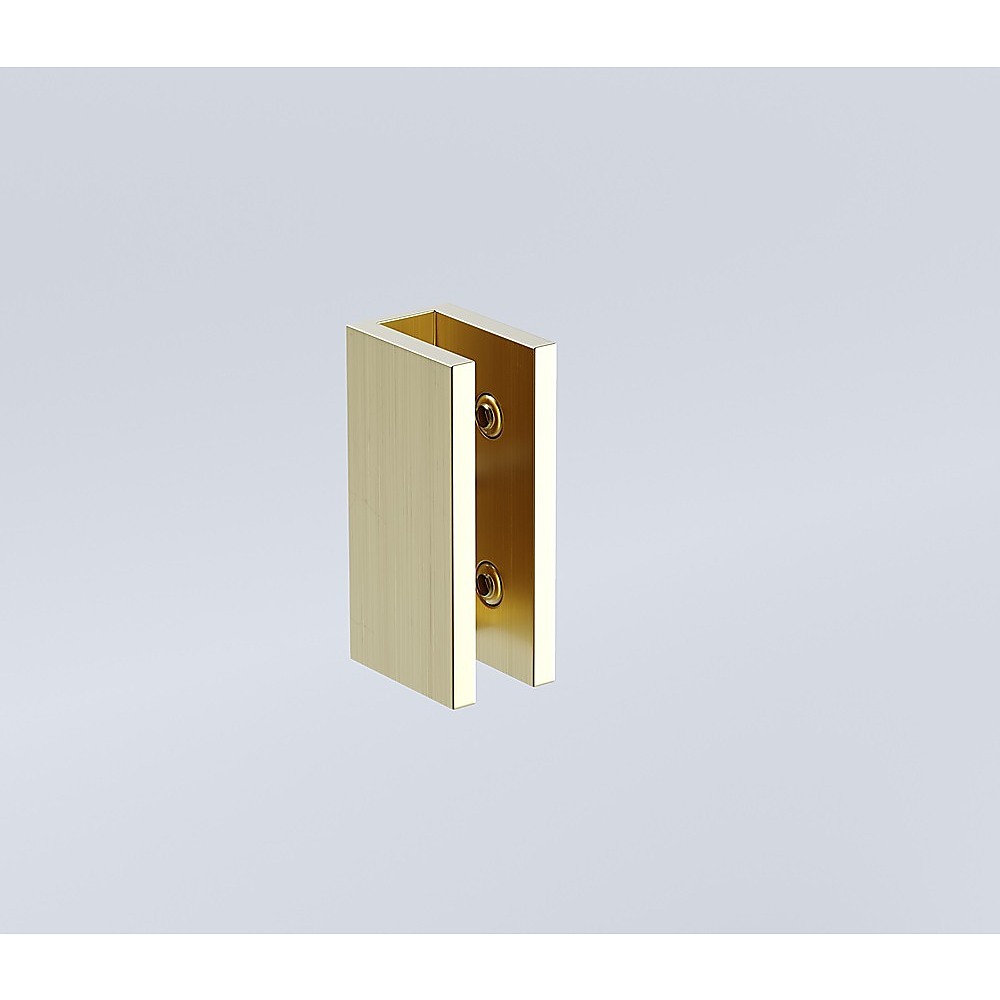 110x90cm Corner Frameless Shower Screen with Gold Brackets and Brass ...